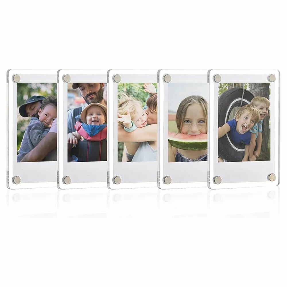 Акриловая магнитная рамка для холодильника - двусторонняя, для фото и декора