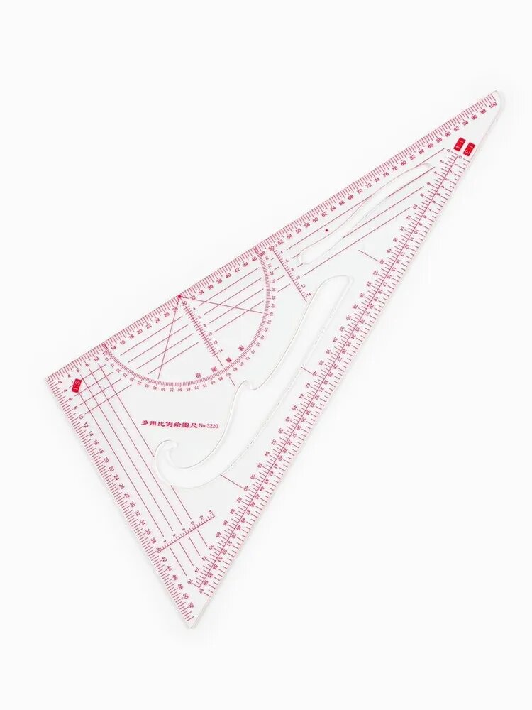 Лекало портновское метрическое "Треугольник", 20,5 * 11 см, цвет прозрачный