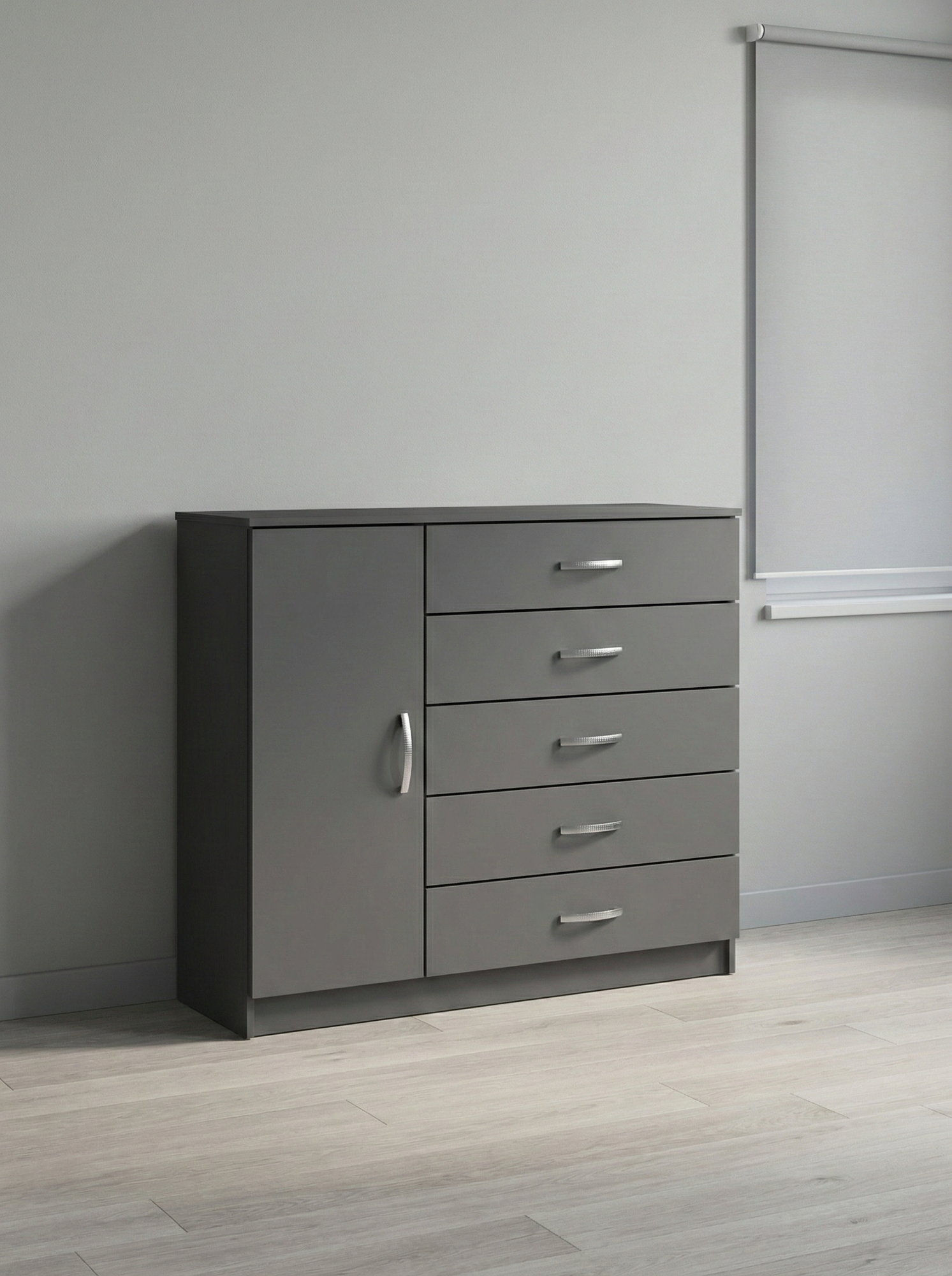 Комод Капри-8 с 5 ящиками и дверью, ШхГхВ: 121х43х101 см, графит