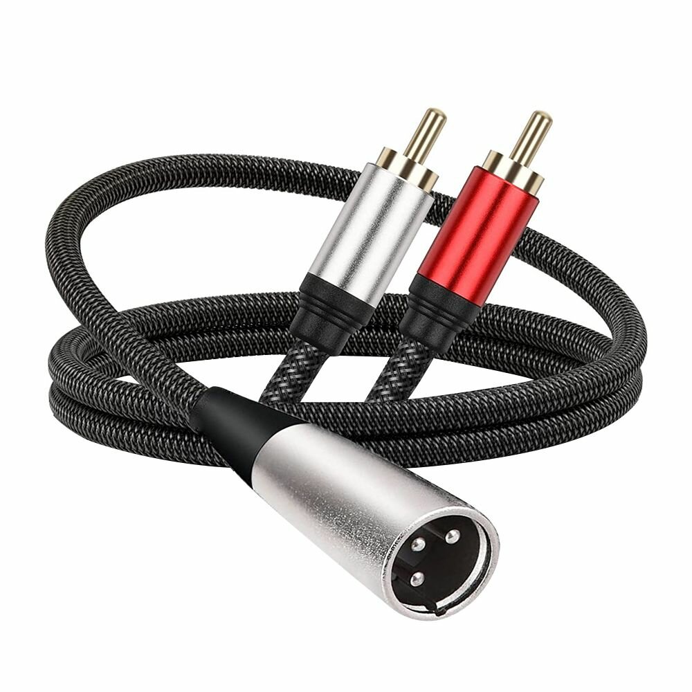 Аудиокабель XLR на 2RCA, 3-контактный балансный, для микрофона, четкий сигнал, совместим с устройствами