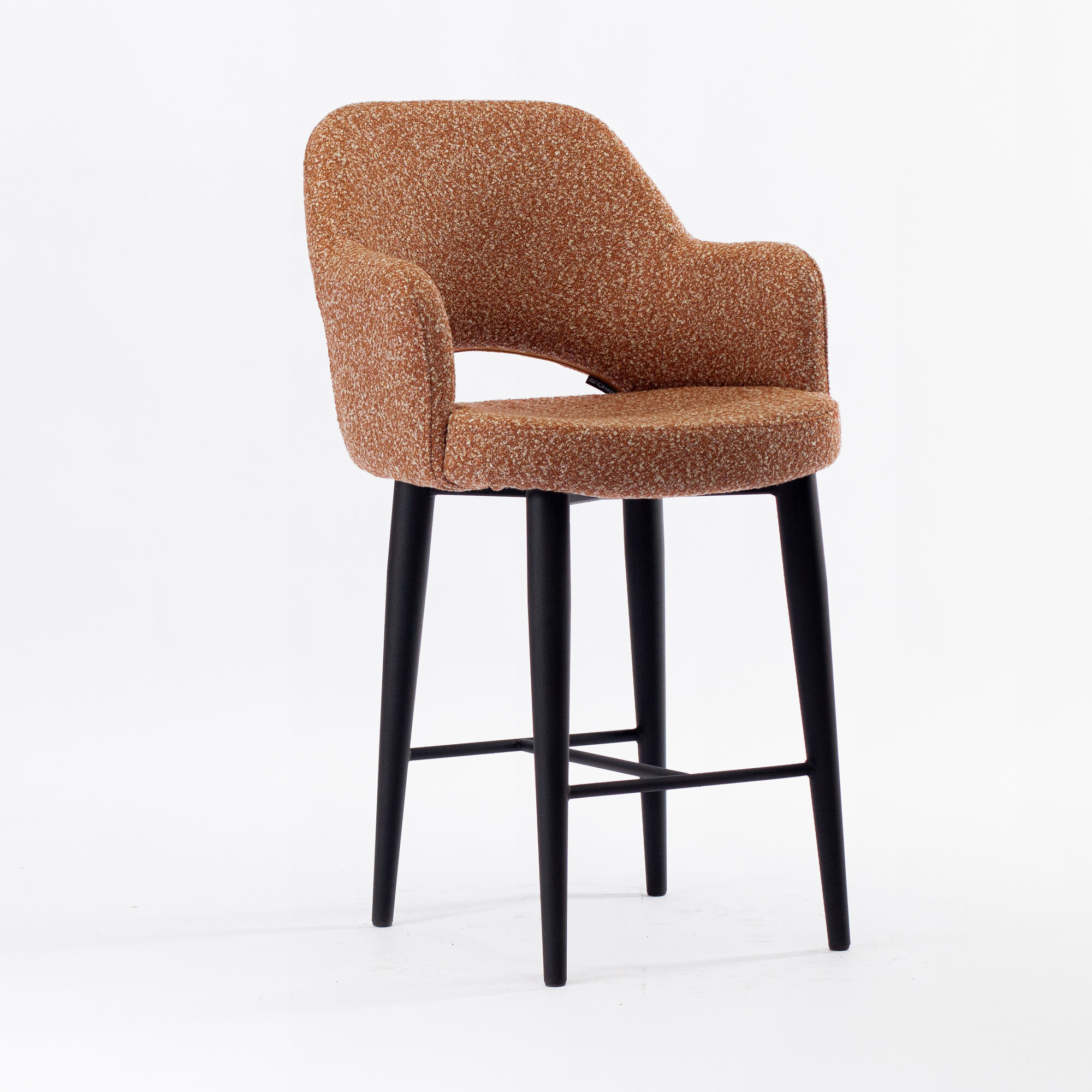 Стул полубарный Мартин терракотовая ткань букле ножки черные для дома/для гостиной/для столовой/для кафе/кухонный стул/стул кухонный