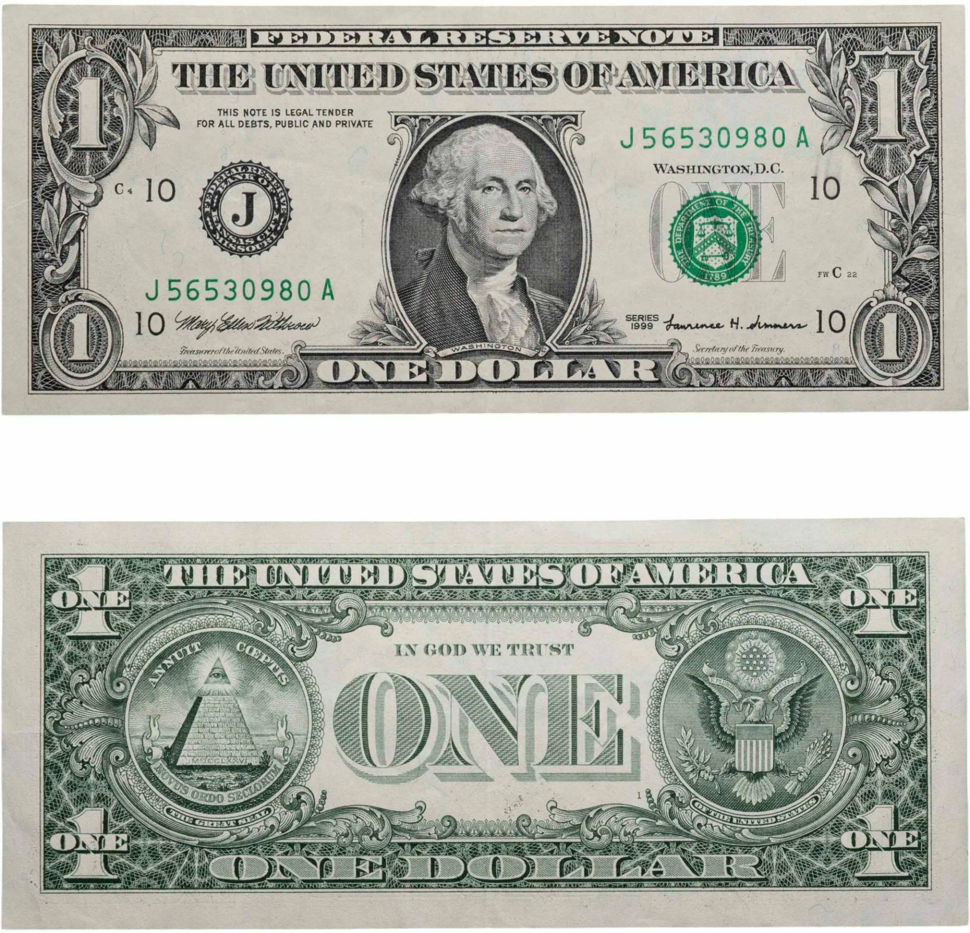 США 1 доллар 1999 год Pick 504 J - Канзас