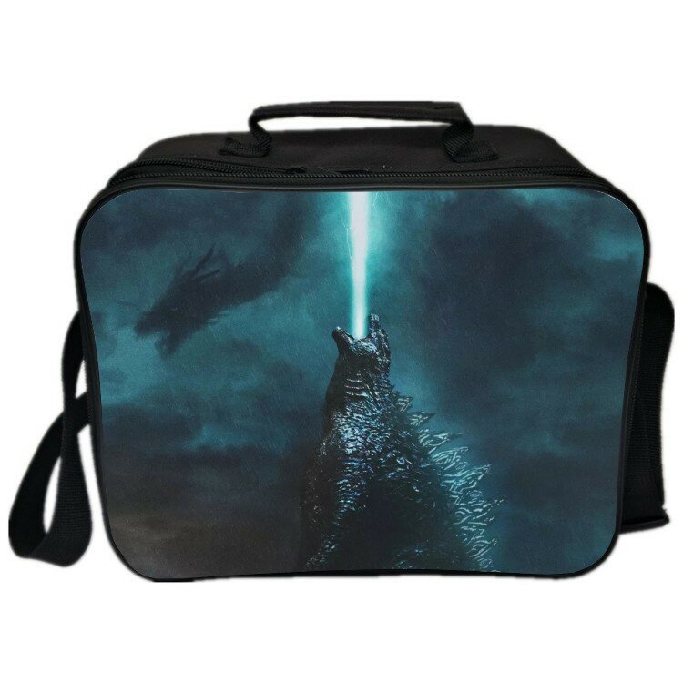 2026 Новый рюкзак с принтом Годзиллы, мультяшная сумка для обеда, пенал Годзиллы, трехкомпонентный набор, уменьшающий нагрузку для мужчин, кросс-бордер