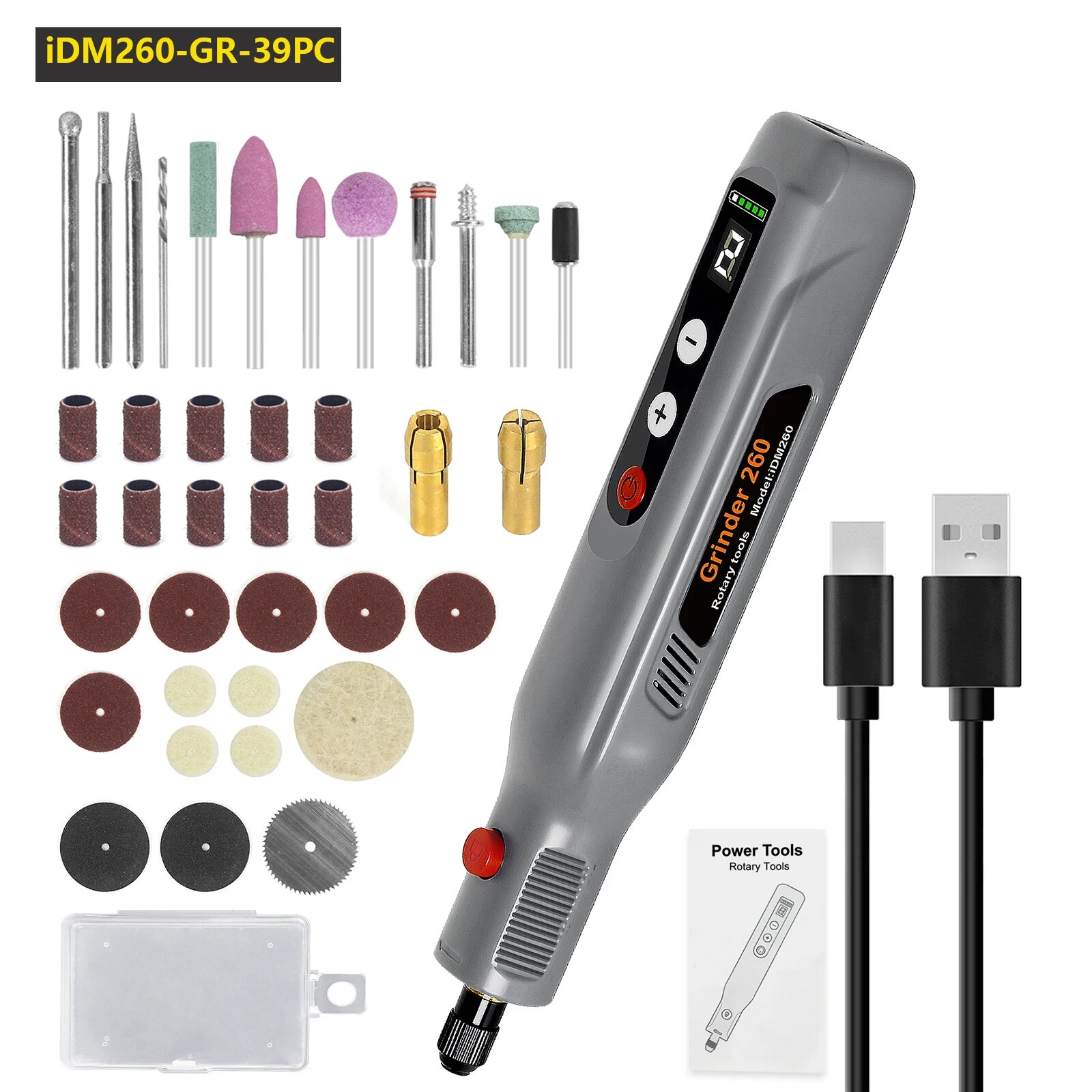 Беспроводная шлифовальная машина NEWACALOX iDM260-GR серая iDM260-GR-39PC