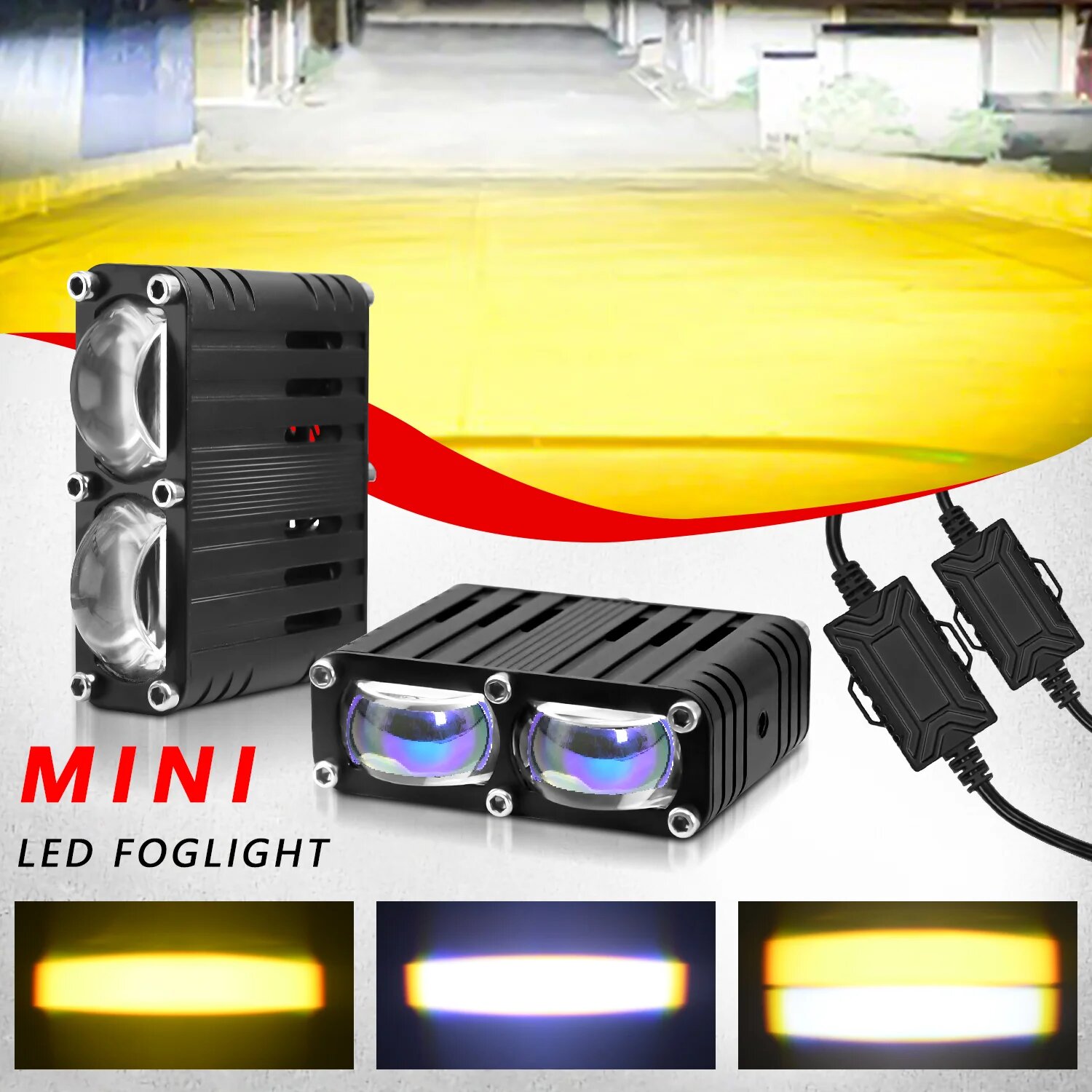 2 шт. супер яркие противотуманные фары, решетка, матричный объектив проектора дальнего действия 4x4, грузовой трактор, внедорожник, лодка для грузовика, джип, мотоциклетная лампа 2PCS 2LED