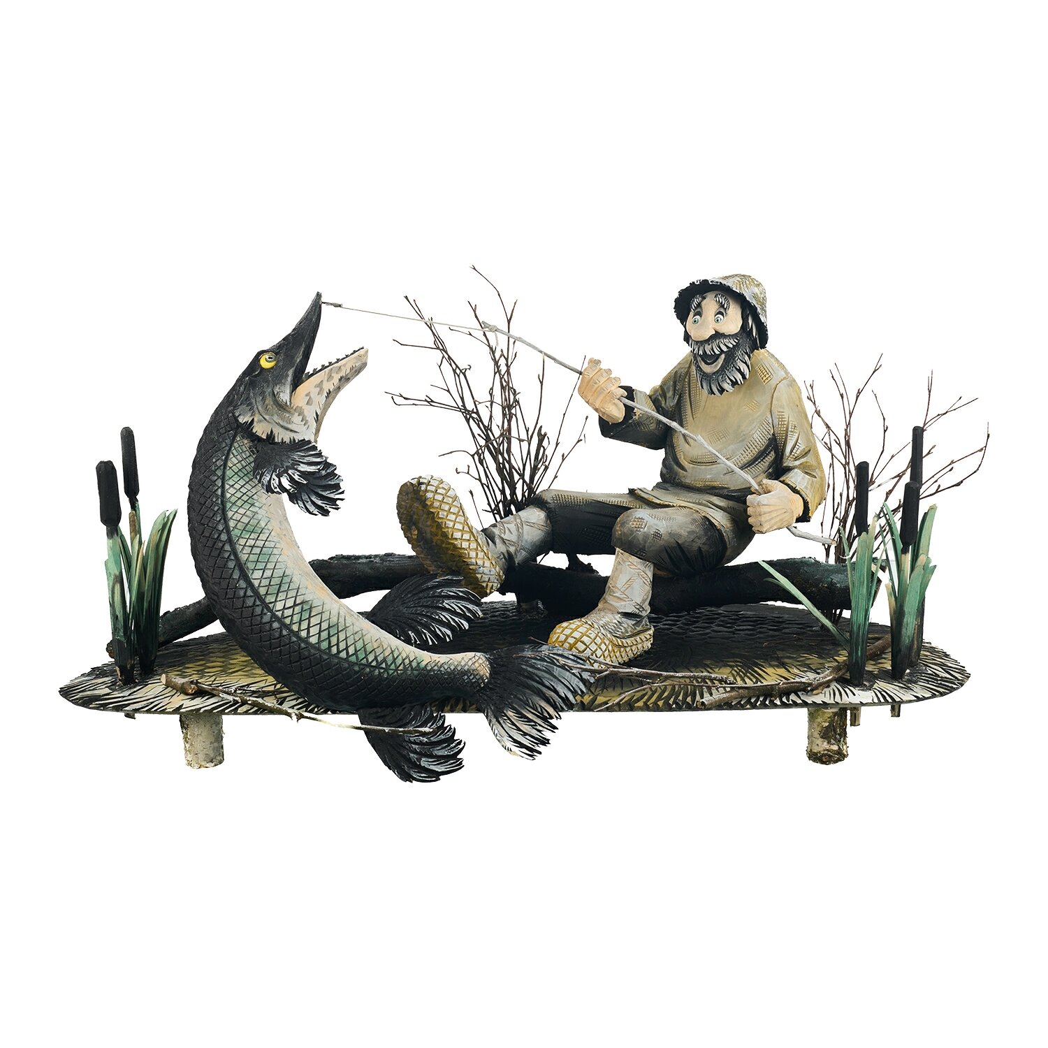 Резьба по дереву. Скульптура "Рыбак"