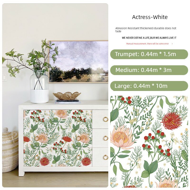 Самоклеящиеся обои с пасторальным цветочным узором для обновления мебели, подходят для преображения старых шкафов в