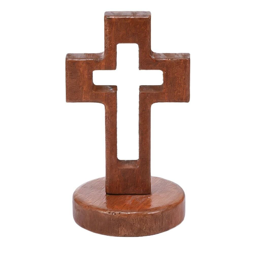 Деревянный крест-украшение BaYuYPOO с подставкой, декоративный настольный крест из дерева, подходит для украшения церкви, религиозного дома, в стиле рустик и христианского декора.