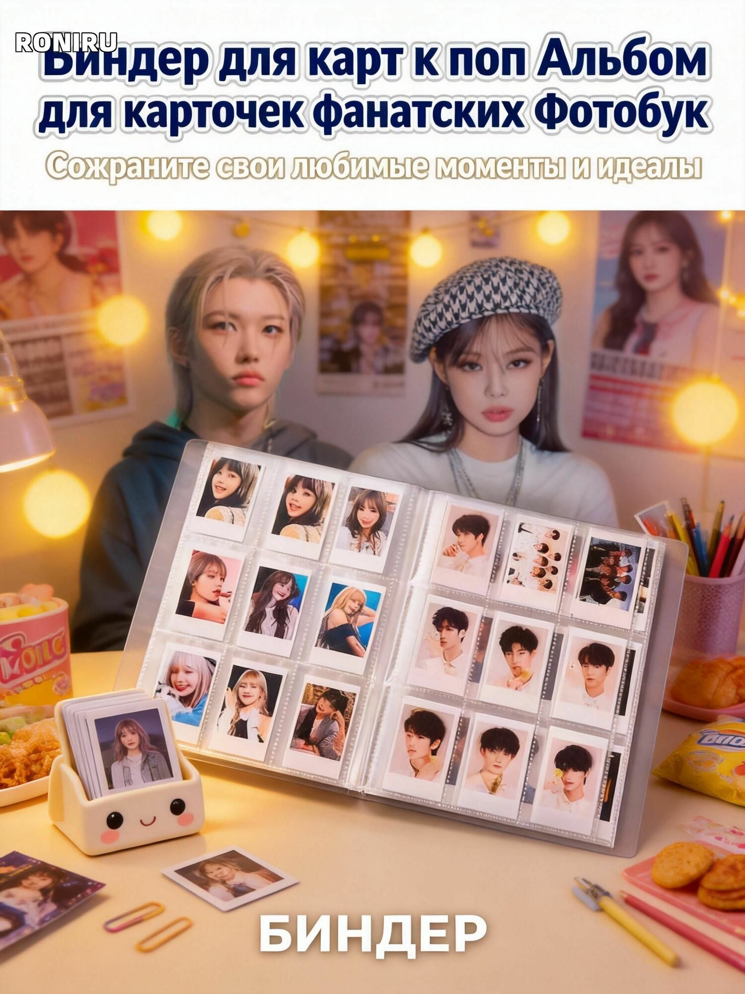 Биндер для карточек K-Pop, альбом для коллекционирования фото, стикеров и фанатских карточек