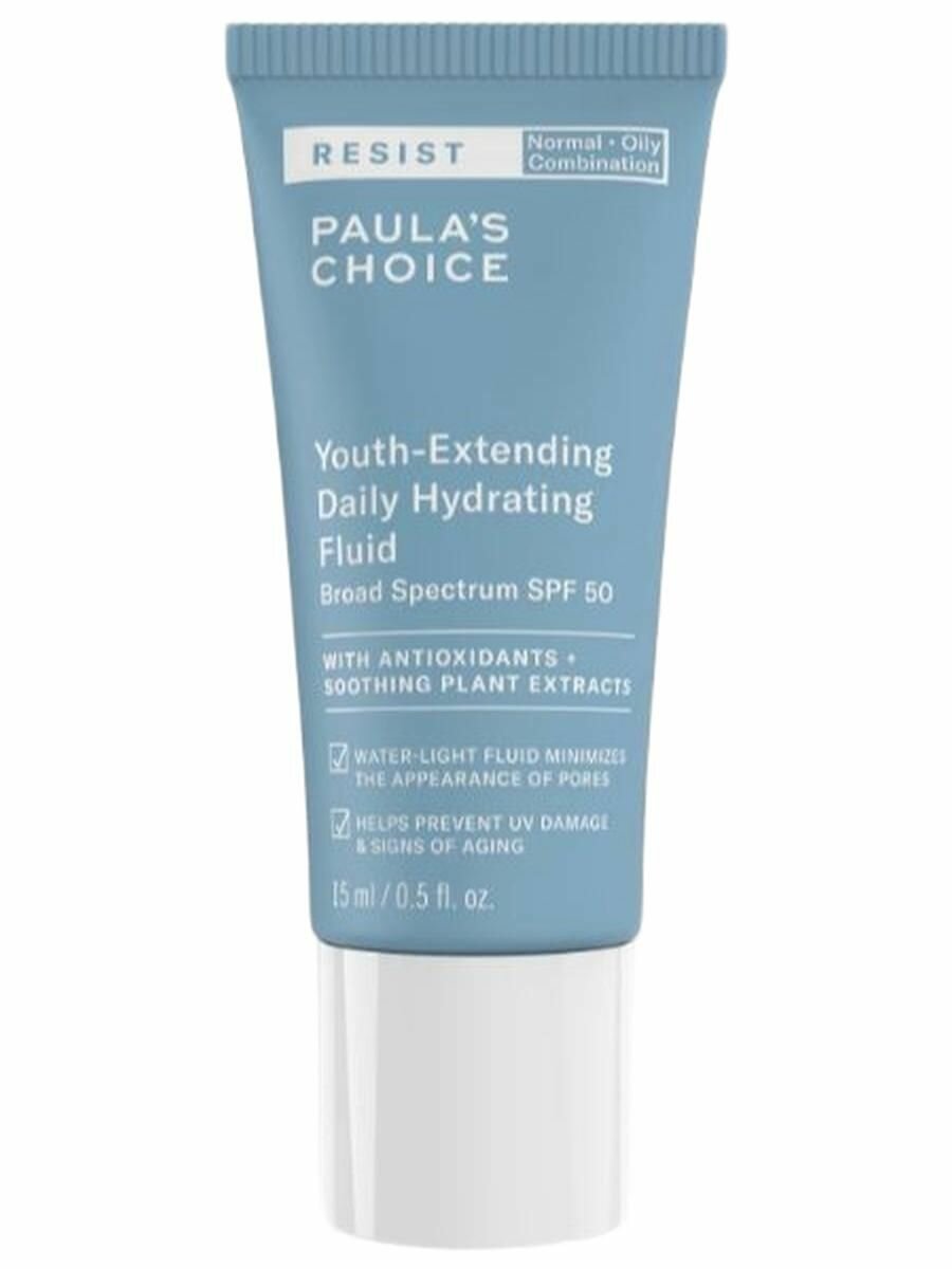 Paulas Choice - Resist Youth-Extending Daily Hydrating Fluid, SPF50, Увлажняющий солнцезащитный флюид, 15 мл