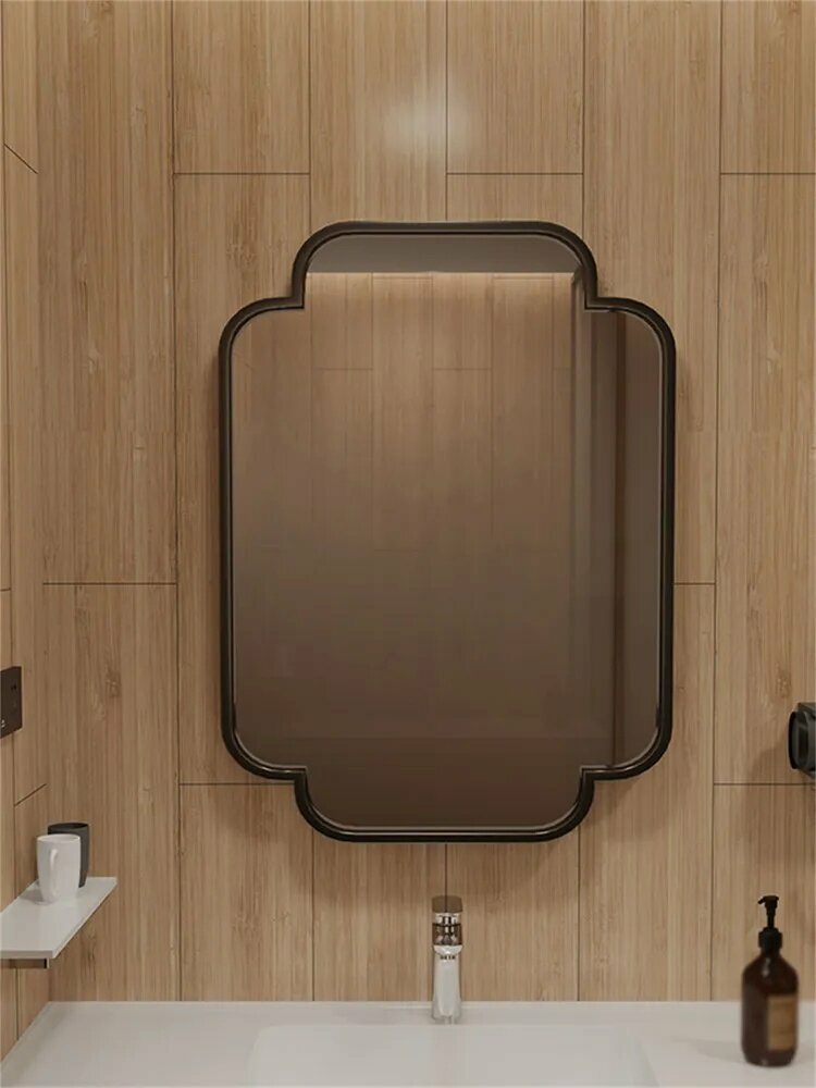 Зеркало для ванной, 50x80 см, кованое железо, золотой и черный цвет