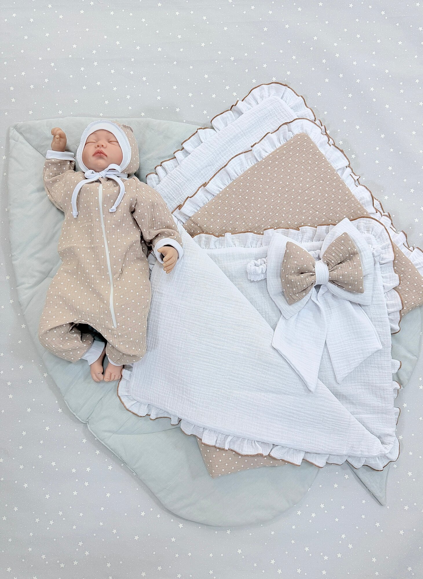 Комплект на выписку ALMeretskaya "Мармеладка", для новорожденных, муслин