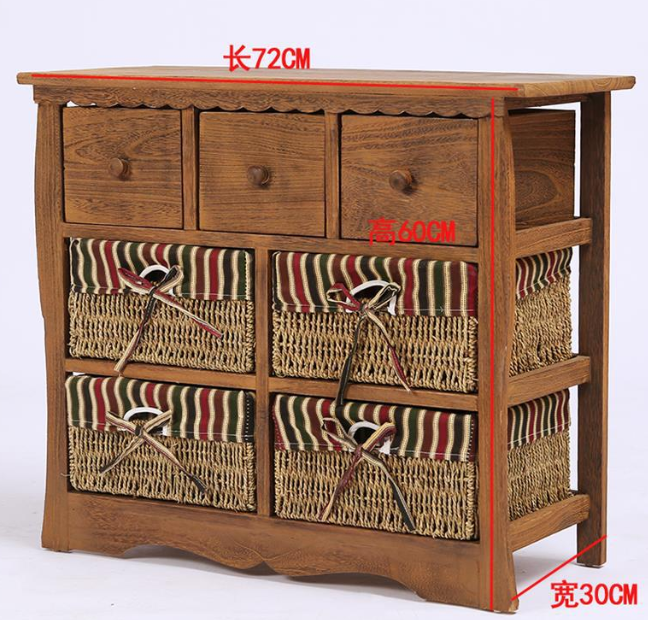 Комод, 70x30x62 см, коричневый, глянцевое покрытие, 7 ящиков