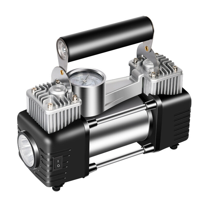 Автомобильный воздушный насос для небольших автомобилей с цифровым дисплеем и подсветкой, портативный многофункциональный двухцилиндровый компрессор с автоматической зарядкой и остановкой.