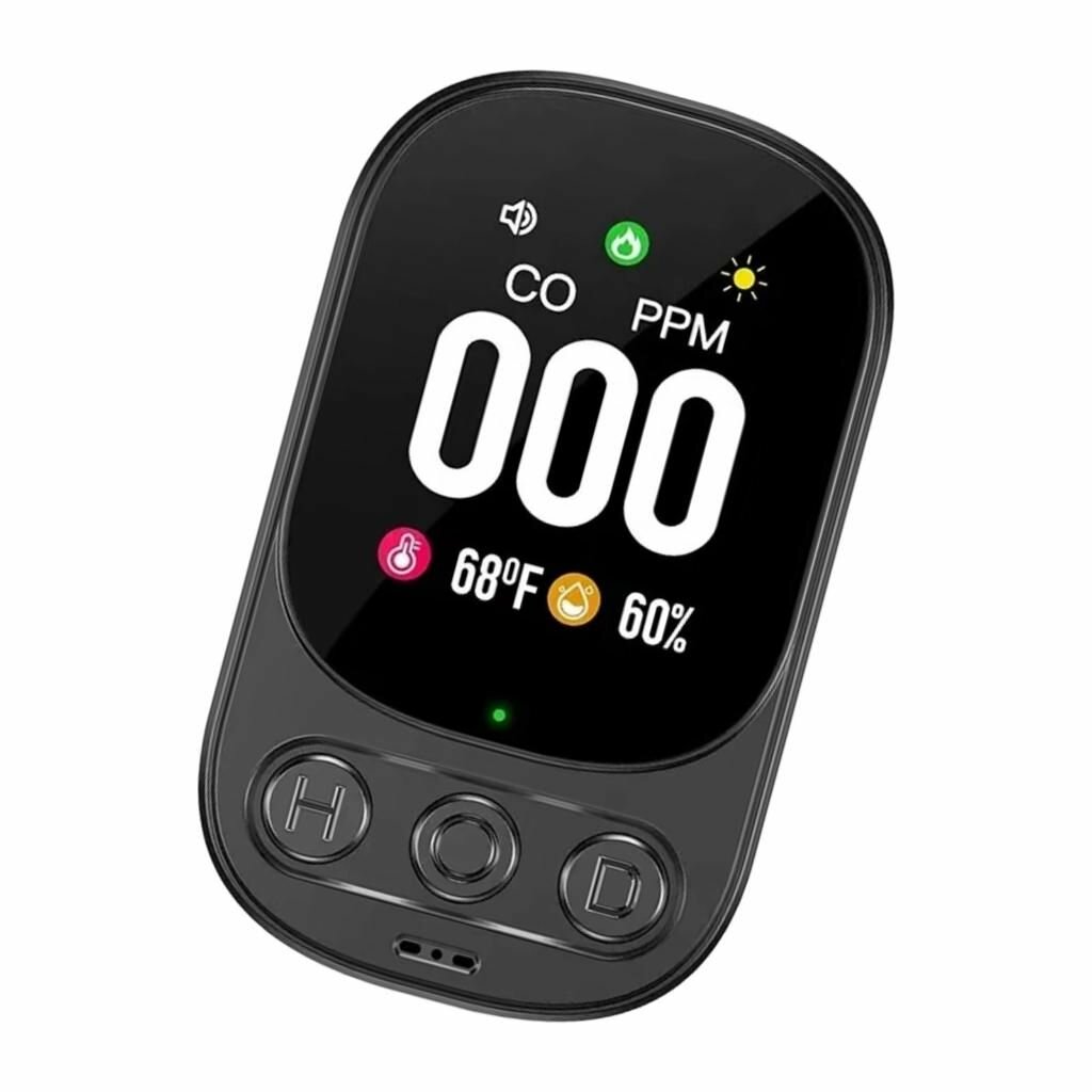 Датчик угарного газа с температурой и влажностью, Черный