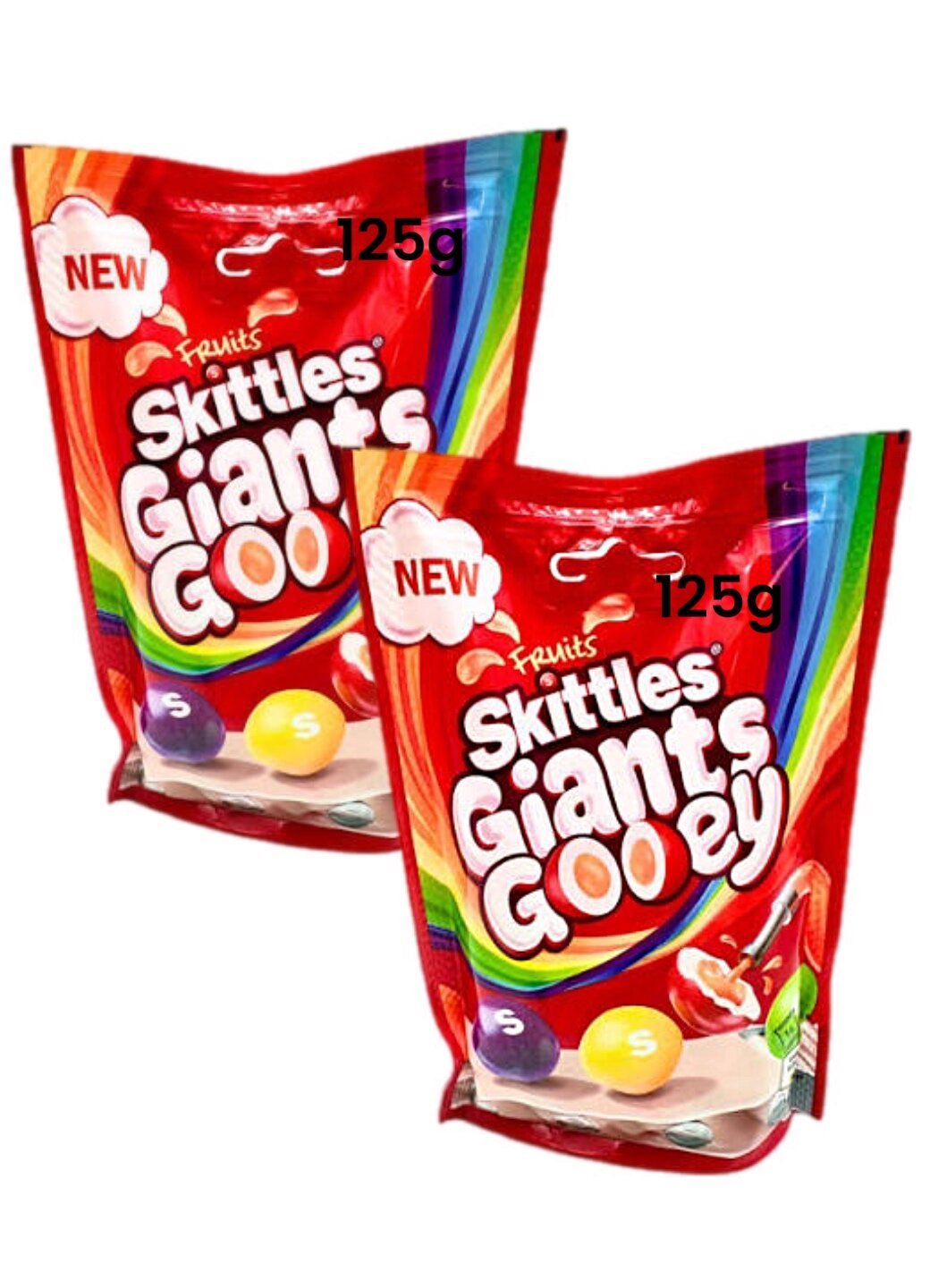 Драже конфеты жевательные Skittles Giants Gooey Sweets / Скитлс Гигантские с начинкой, 125гр х 2 шт