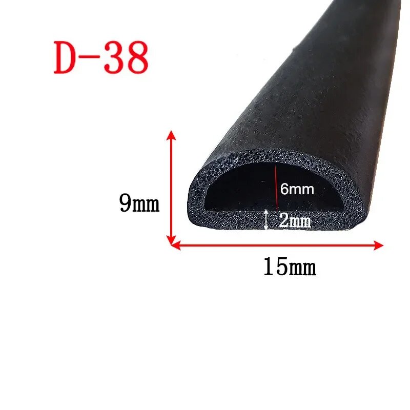Самостоятельная уплотнительная лента D-образная черная 1/3/5 м D-38, 3 meter