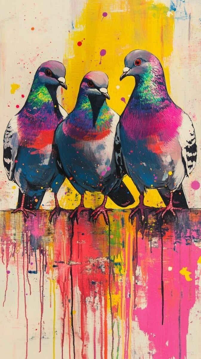 Алмазная живопись "Голуби влюблены", 5D, круглая, 40x50 см. Производитель: Brose Art.