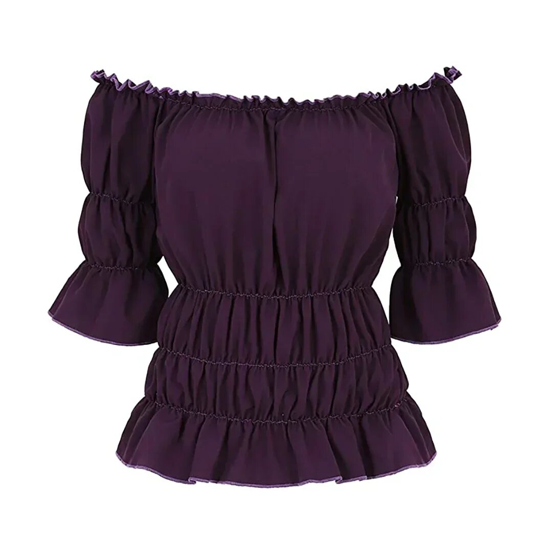 Пиратская блузка Hengzhifeng Фиолетовый, 5XL, H-6505-Purple