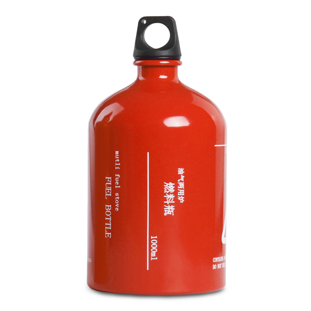 Пустая бутылка для топлива 1000ML из алюминиевого сплава, емкость 1000ml, размер 19*9.7cm, вес 160g, контейнер для бензина керосина спирта газолина, бутылка для топлива кемпингового плита, 1 шт.