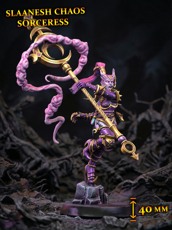 Slaanesh Chaos Sorceress Колдунья Хаоса Слаанеш (40мм) миниатюра