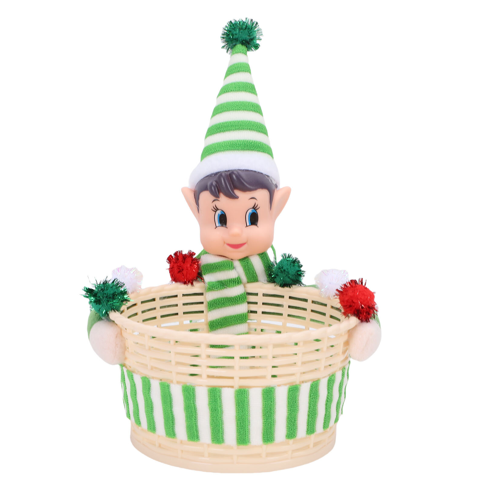 Подарочная корзина Elf, большая вместительная, многофункциональная, для рождественских украшений, конфет и закусок, зеленая.