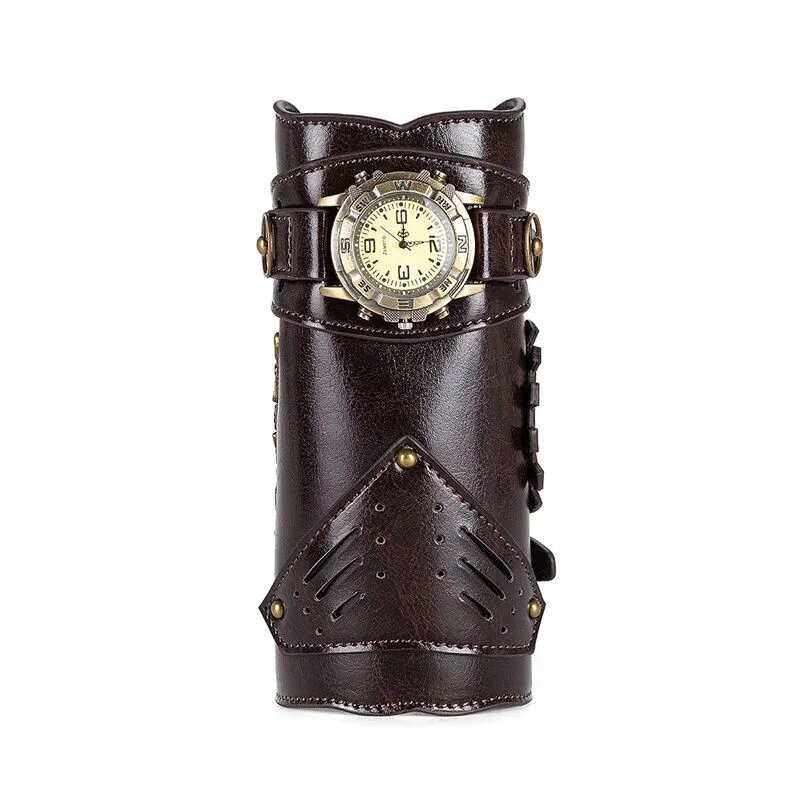 Защита запястья Steampunk Brown Leather Wrist Armor Watch Band — фото 1