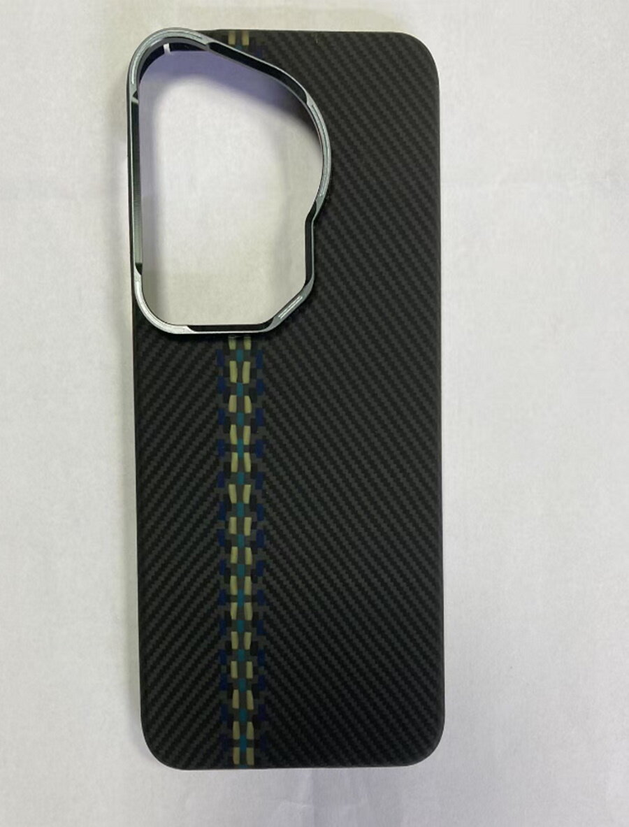 Карбоновый чехол Carbon Shield для Huawei Pura 70 Ultra Metal Frame с Magsafe Green Braided