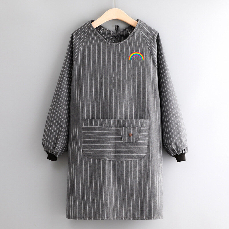 Хлопково-льняной фартук с длинными рукавами для кухни, дышащий и устойчивый к пятнам, фартук для готовки, новая женская рабочая одежда для офиса.