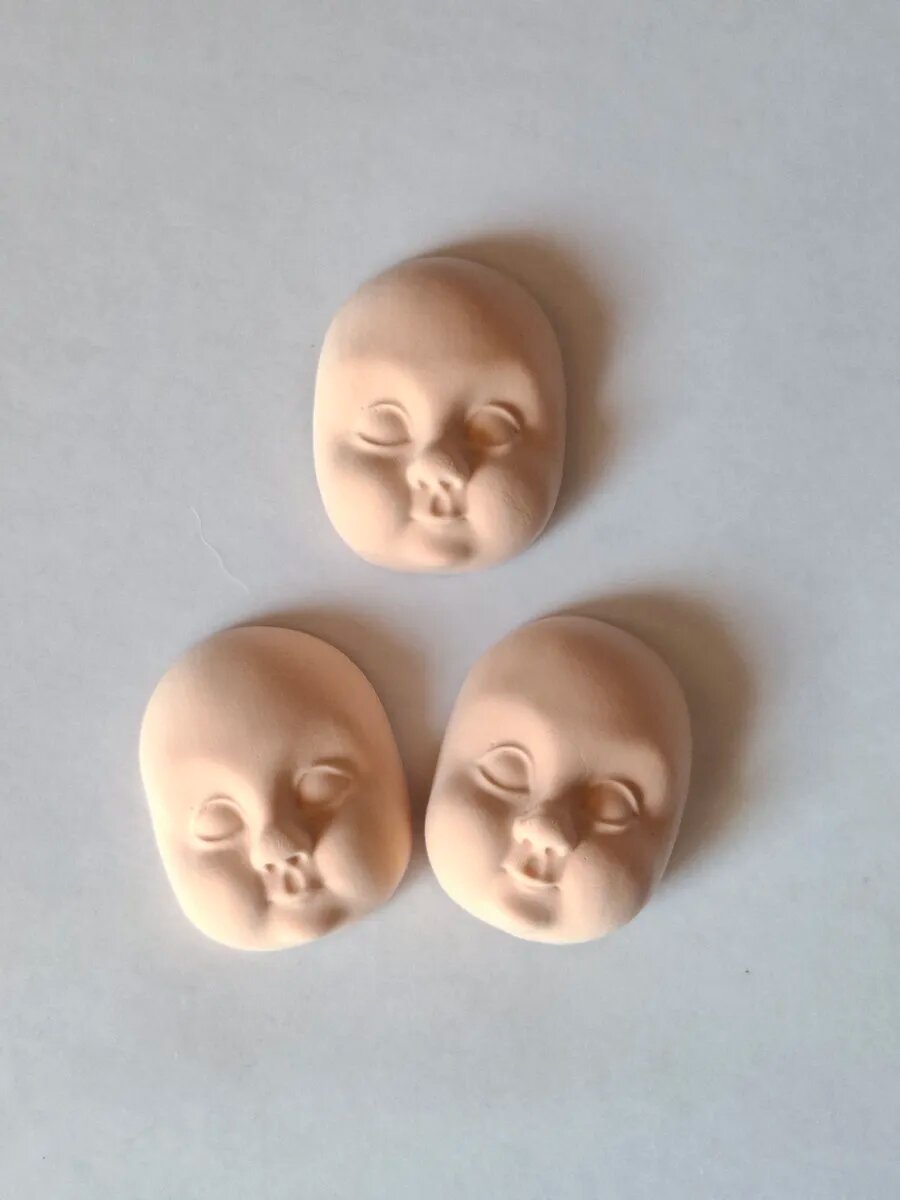 Набор лиц - 3 шт, из зефирной глины для ватной игрушки