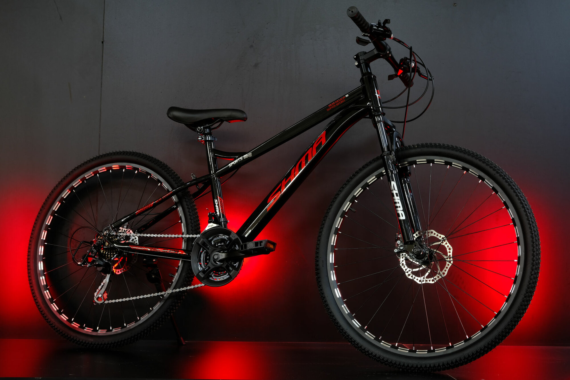 Велосипед горный SHMA MTB 26 черно-красный под рост 155-170 см, 21 скорость