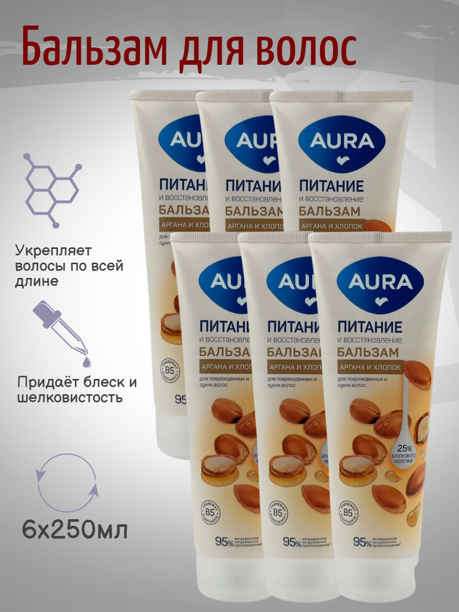 Aura Бальзам для волос Питание и восстановление,250мл 6шт