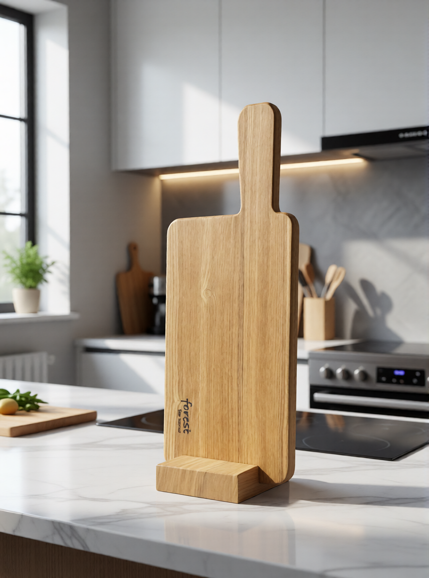 Деревянная разделочная доска с ручкой из ясеня, Forest for home, 33х14х2 см, цвет натуральный, премиум качество