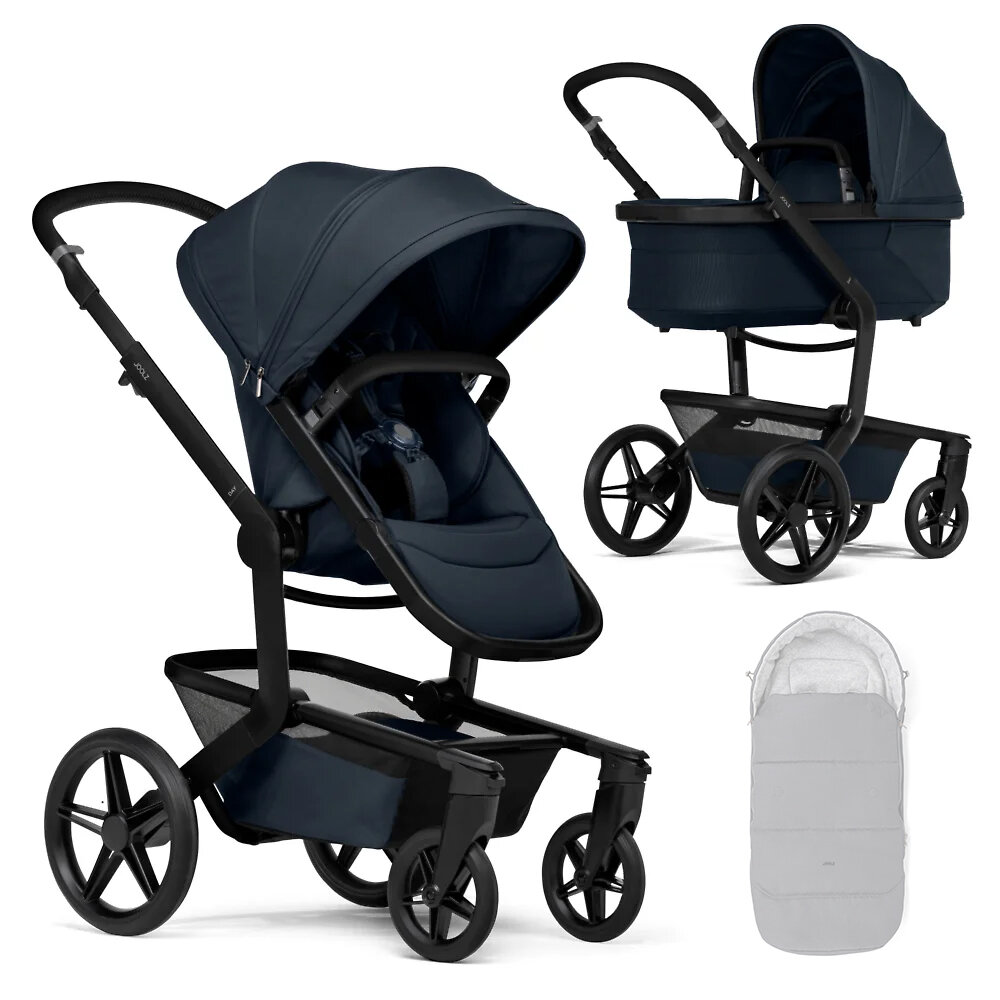 Детская коляска 2в1 Joolz Day 5, цвет Dark Navy Blue с конвертом (Тёмно-синий / Чёрная рама)