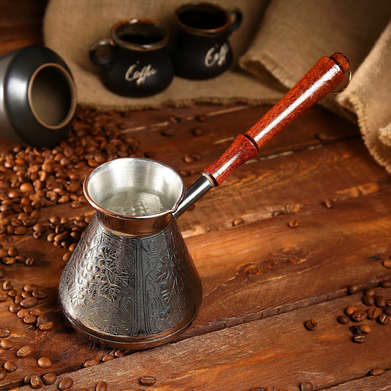 Турка для кофе "Виноград", 640 мл, медь, тип плиты: для газовой плиты