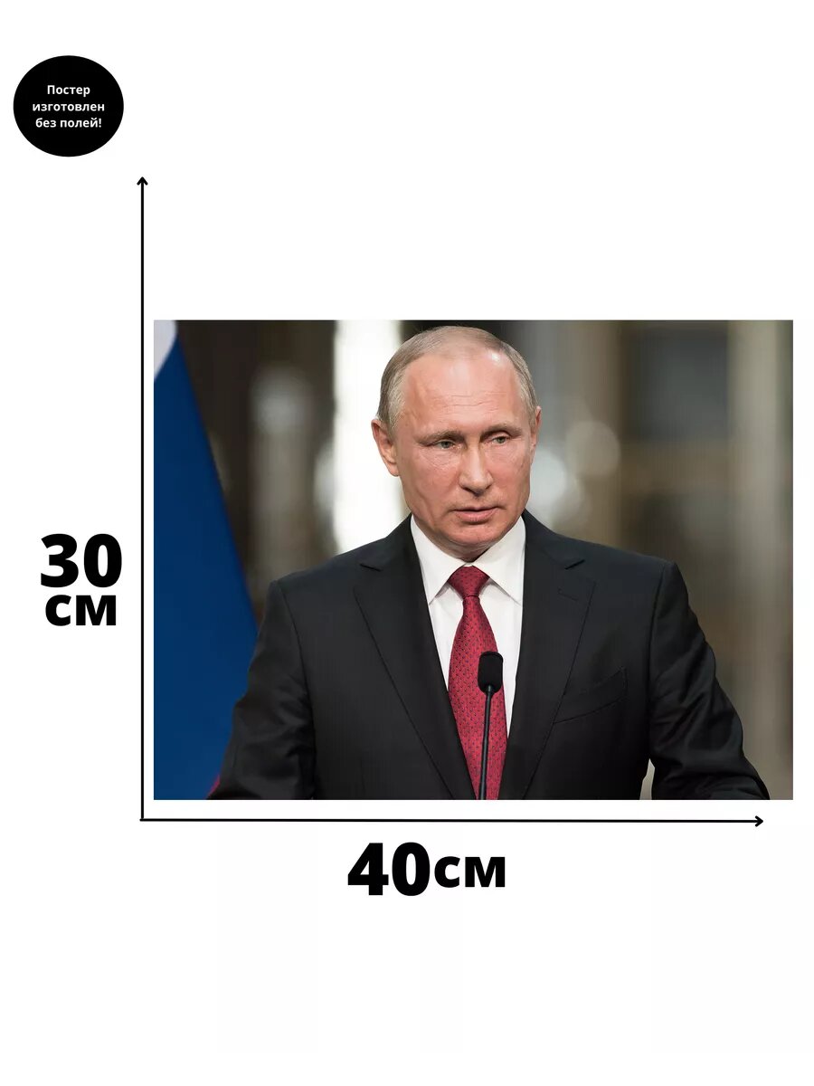 Постер Путин Владимир Владимирович, 30 x 40 см (без полей), бумага, без рамы