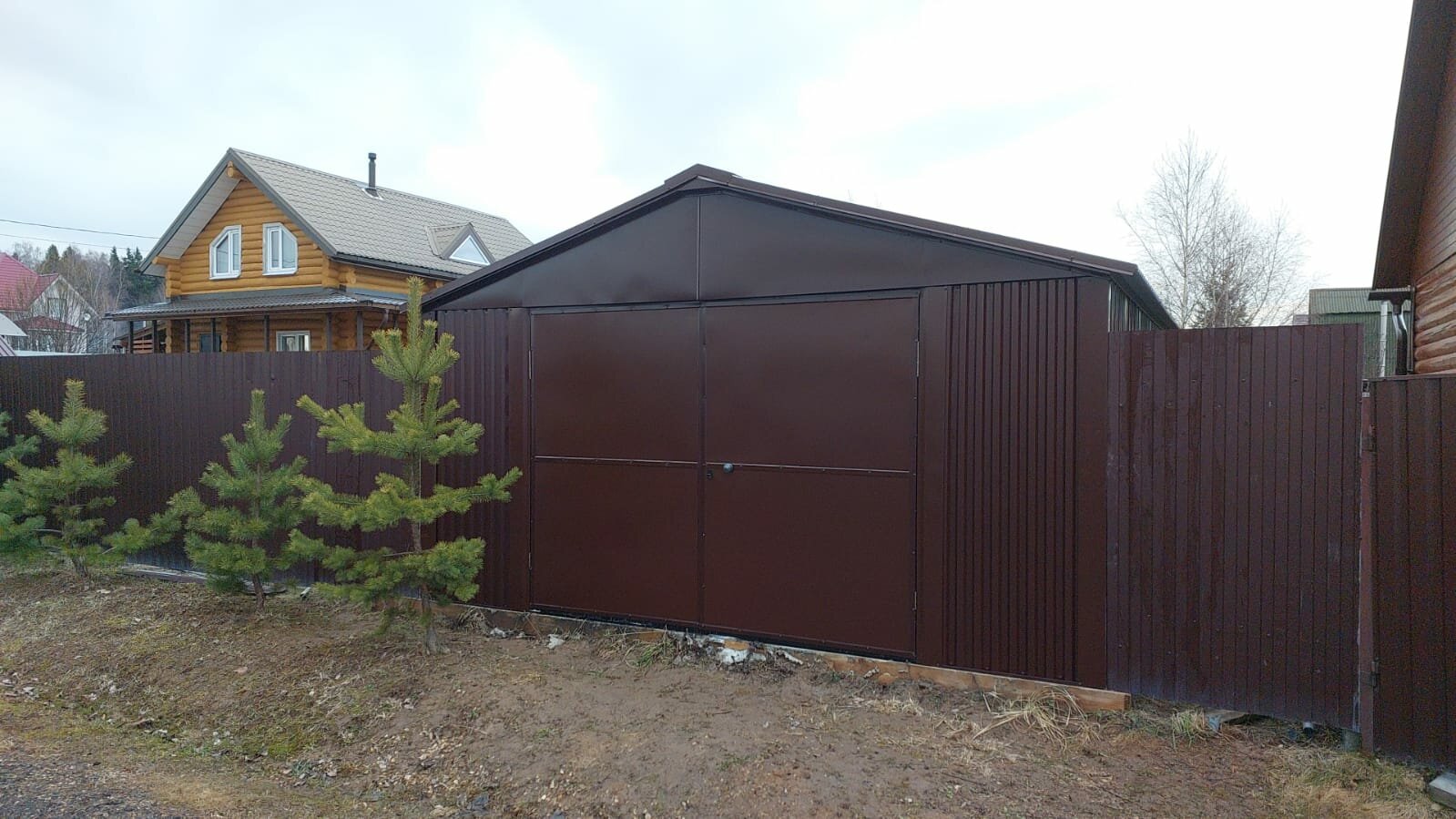 Гараж металлический 5х6х3м с распашными воротами 3х2,2м, без пола