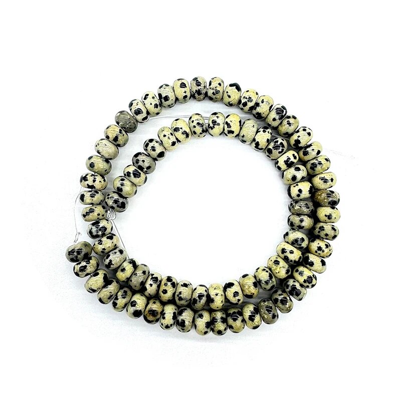 Бусины ZHUOHONG из натурального камня 5x8 мм Dalmation