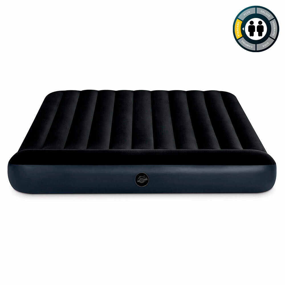 Надувной двуспальный матрас Intex Pillow Rest Classic, 183x203х25 см, с подголовником