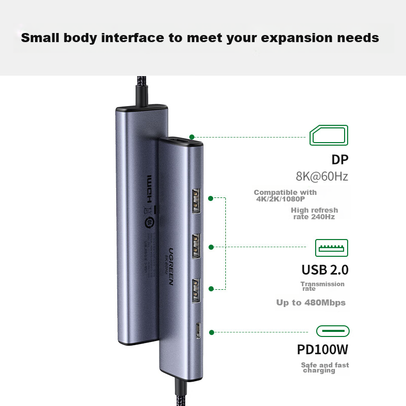 Lulian Type-C to DP1.4 Interface Expansion Dock, 8K60Hz Adapter, 4K/2K 240Hz, Compatible with Apple Macmini M4 Expansion Dock, 4K Thunderbolt 4 Converter for Laptops
