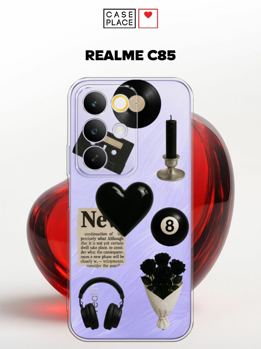 Чехол на Realme C85 / Реалми C85 с принтом Эстетичный коллаж