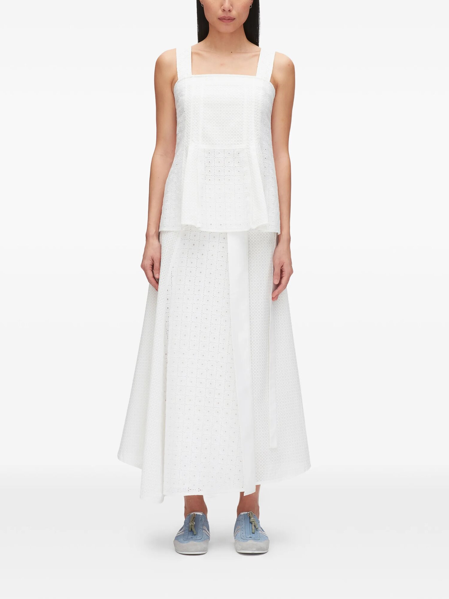 Топ 3.1 Phillip Lim Square-neck top, размер 4, бежевый/белый — фото 1