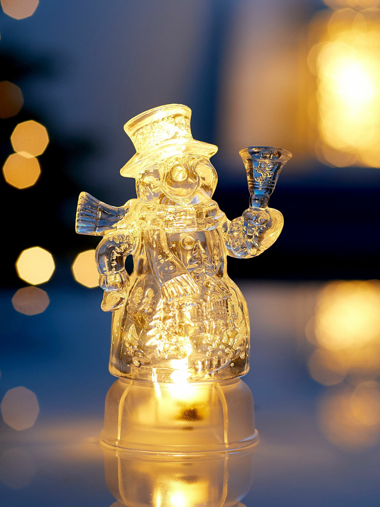 Световая фигура "Снеговик", 13 см, 1 LED, от батареек LR44x3, свечение тёплое белое