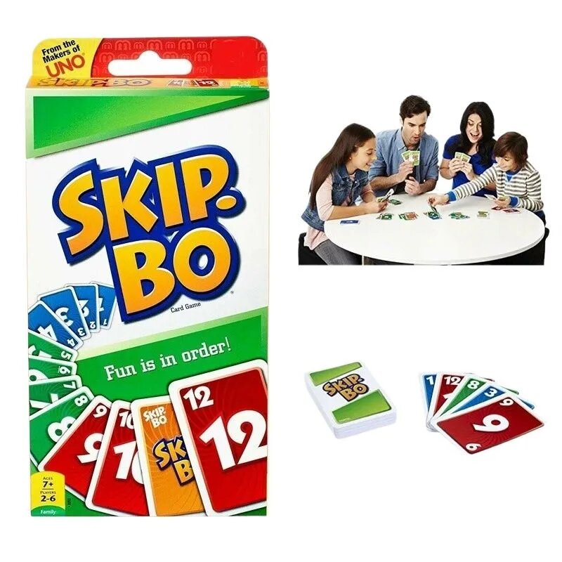 Карточные игры SKIP BO Быстрый темп Семейные развлечения Вечеринки UNO