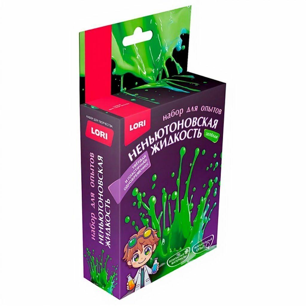 Набор для опытов LORI "Неньютоновская жидкость", Зеленая, химические