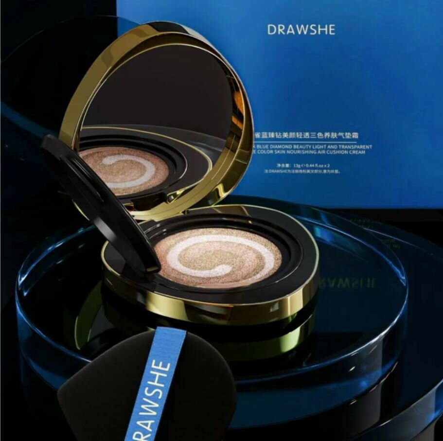 Бриллиантовый крем-кушон для лица DRAWSHE 4 в 1 в подарочном комплекте