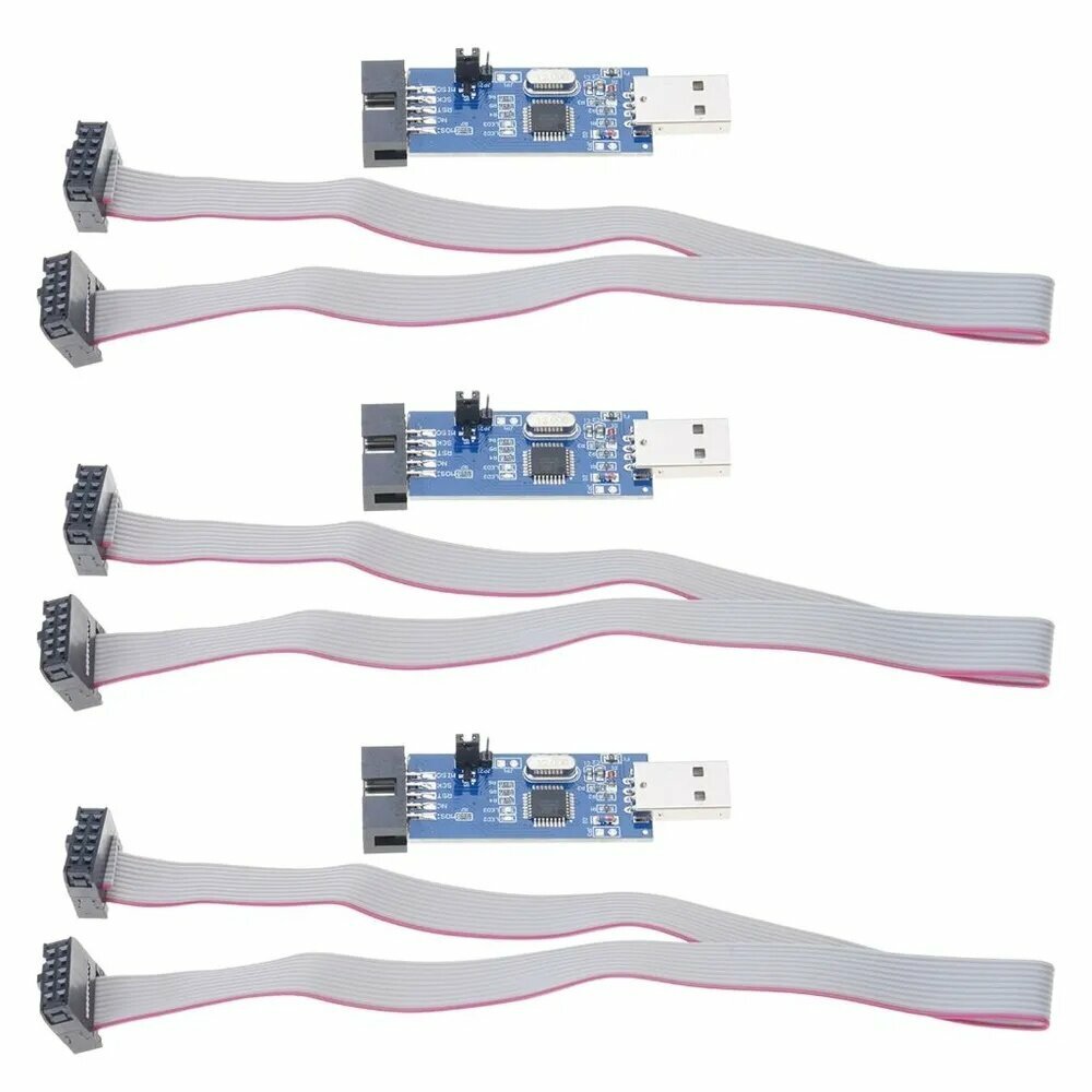 AVR USB ISP Asps Программатор-загрузчик микроконтроллеров с кабельными адаптерами