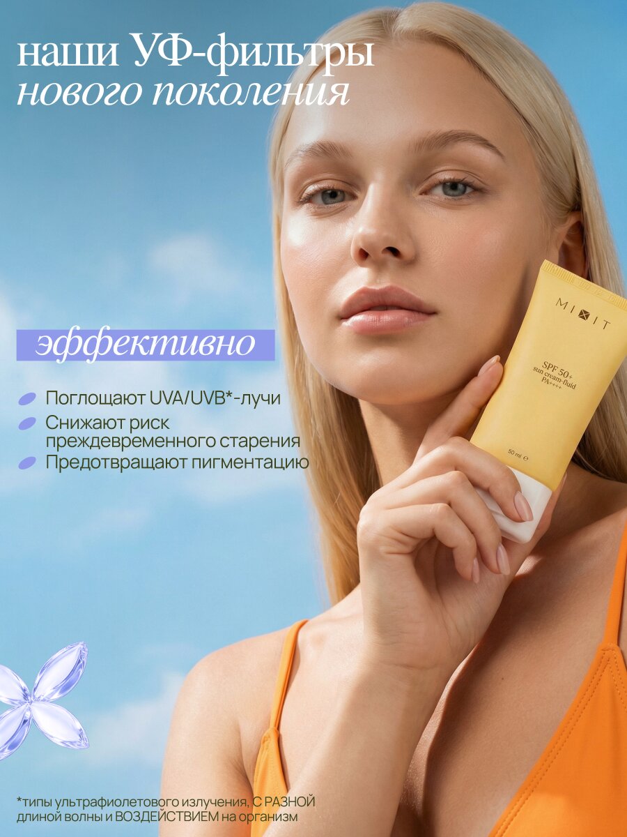 MIXIT Солнцезащитный крем для лица Back to Sun SPF 50, для всех типов кожи — фото 1