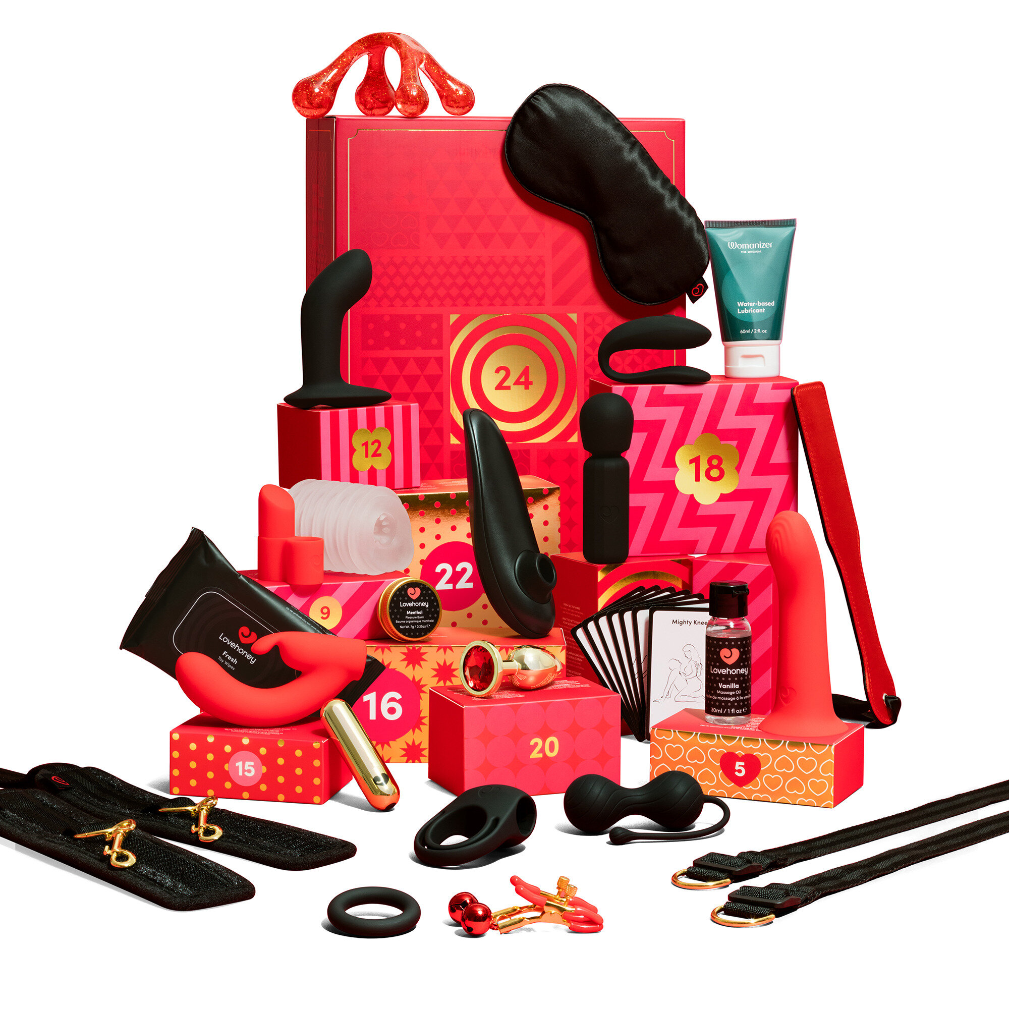 Адвент-календарь Lovehoney Couple s Advent Calendar 2025, 24 предмета секс игрушки, вакуумный и клиторальный стимулятор