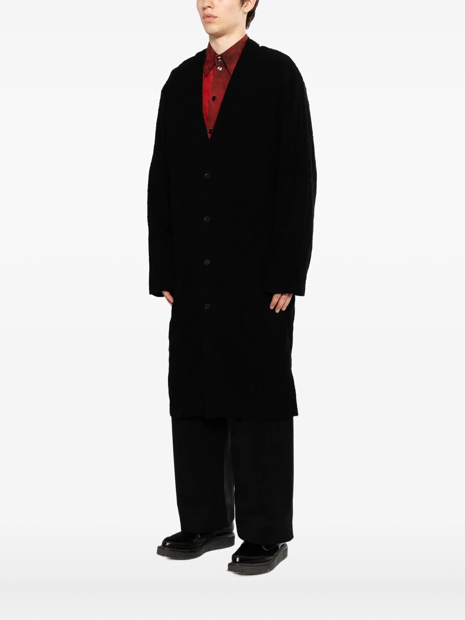 Куртка Yohji Yamamoto Button quilted jacket, размер 3, black/black — фото 1